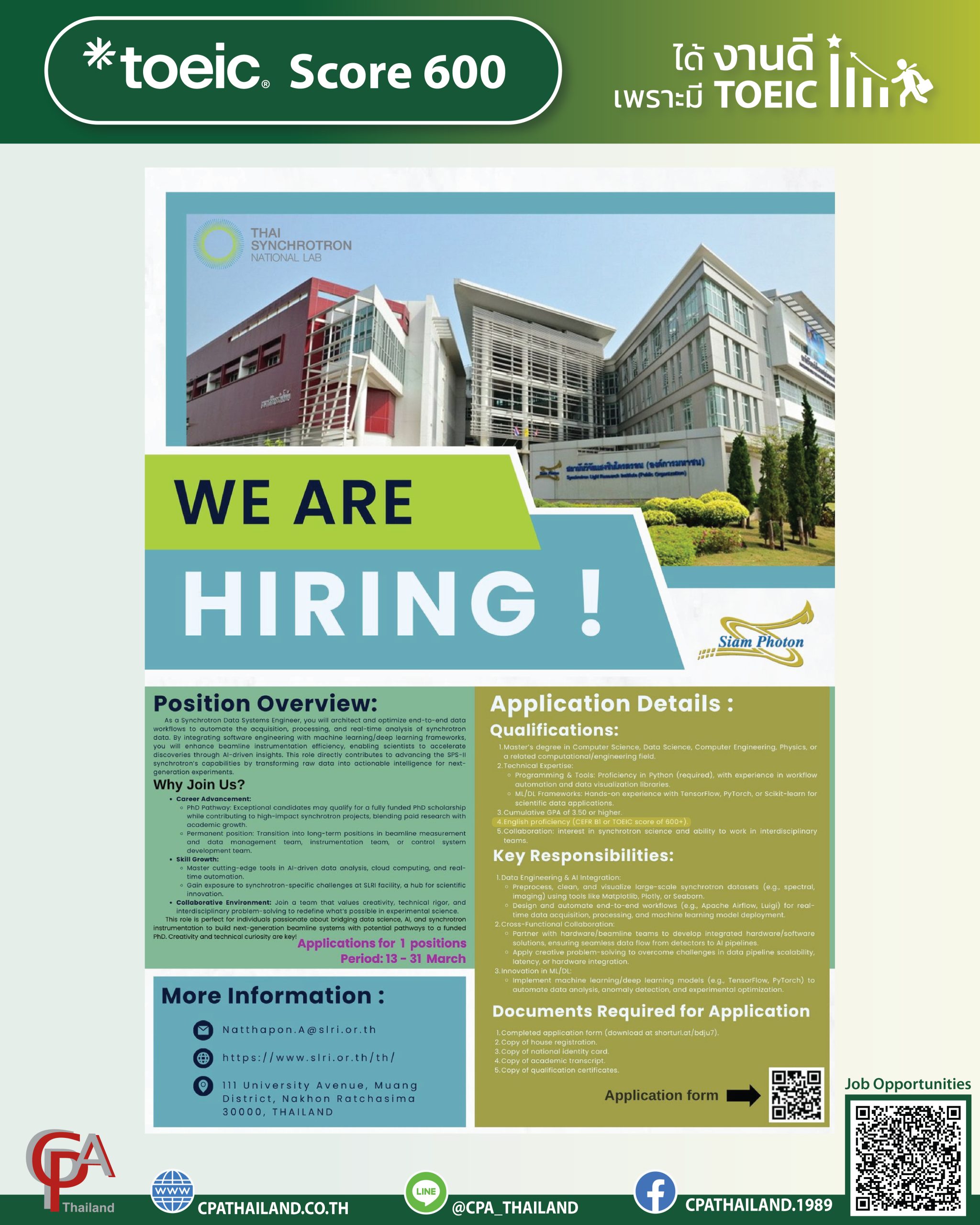 Thai Synchrotron National Lab 2025 – CPA (Thailand)