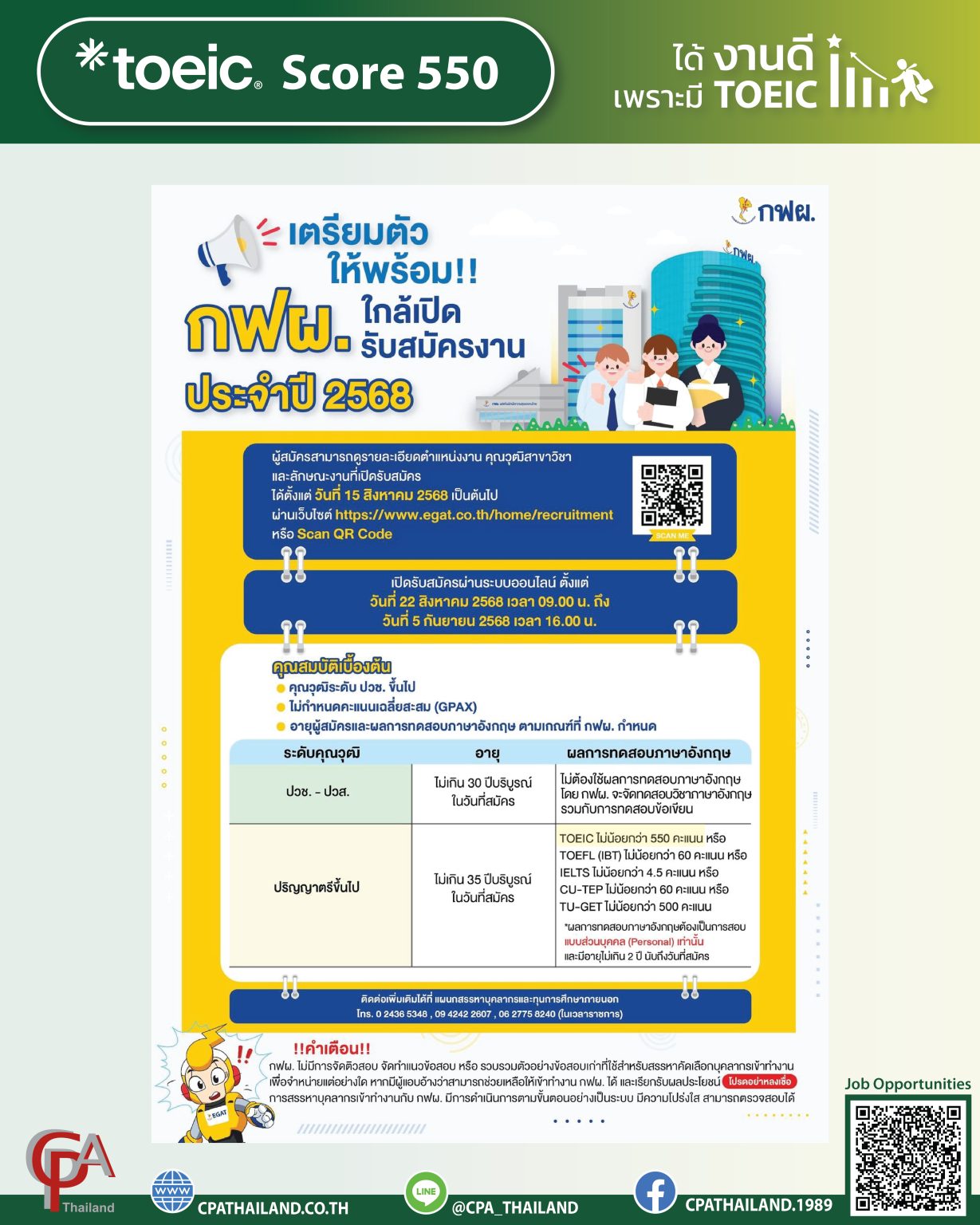 Job Opportunities ได้งานดี..เพราะมี TOEIC [ TH ] – CPA (Thailand)